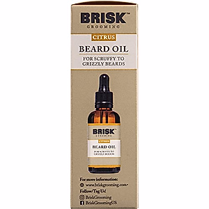 Brisk Beard Grooming Oil Liquid, Citrus for Beard Hair, 1.7 Oz
