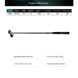 Golf Club Putter Standing Putter Low Center of Gravity with Sight Line Right Handed Men Women Golf Putters with Crosshair (Black)