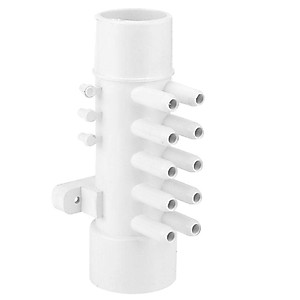 Fdit 1.5in 10mm 10 Port PVC Pool Plumbing Manifold with 6 Plugs Hot Spring Bathtub Swimming Pool Spa Accessories
