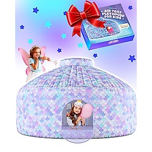 Skywin- Inflatable Tent for Kids (Mermaid) - Inflatable Air Tent Fort for Kids, Inflatable Fort Sets Up and Stores Away in Seconds, (Fan NOT Included) (with Door)