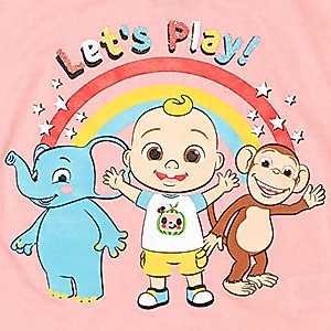 CoComelon JJ Infant Baby Girls Graphic T-Shirt French Terry Shorts Outfit Set Pink/Blue 18 Months