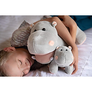 Mother and Baby Hippo Plush Toy Set | Super Soft Hippo Stuffed Animals | Cute Plushies for Kids' Bedroom | 17-In Safari Stuffed Animals for Girls & Boys | Hippo Stuffed Animal Toys by Exceptional Home