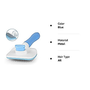 Atlamia Self Cleaning Slicker Brush,Dog Brush & Cat Brush with Massage Particles,Removes Loose Hair & Tangles,Skin Friendly & Promote Circulation-Blue