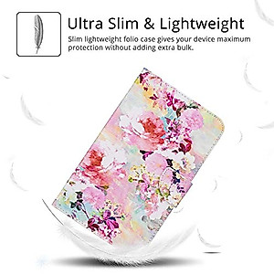 UUcovers for Amazon Kindle Fire HD 8 Tablet 2018/2017/2016/2015 Case 8th/7th/6th/5th Generation, Folio Stand Synthetic Leather Magnetic Wallet TPU Back Shockproof Cover with Card Slots, Pink Flower