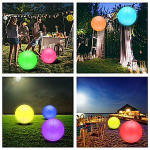 XLYLKS 2 Pcs LED Beach Balls Glow in Dark Party Supplies, 16 Inch Led Beach Ball, IP68 Waterproof Light Up Ball for Swimming Pool, Beach Game, Hot Tub, Decor Outdoor Indoor