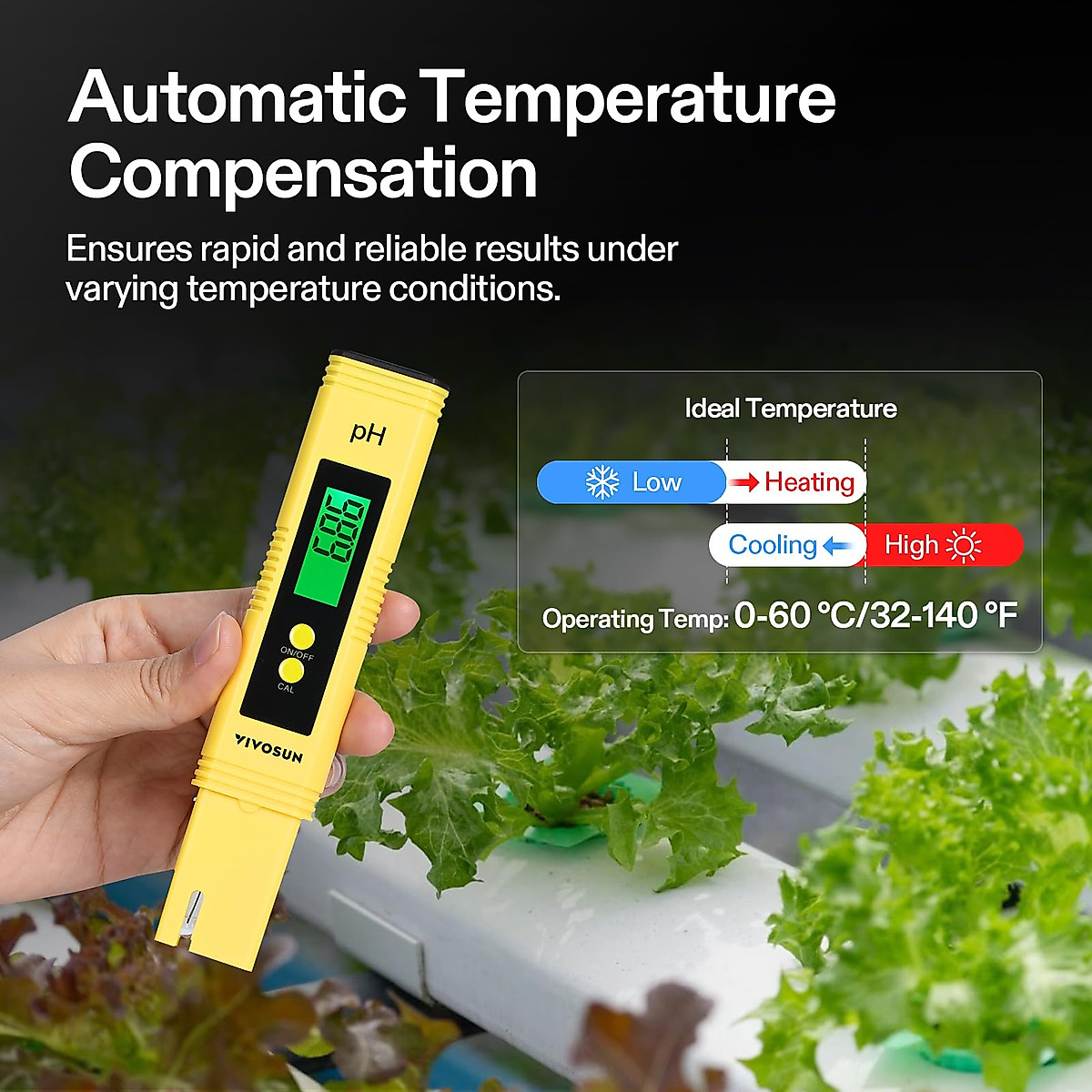 VIVOSUN Digital PH Meter for Water, 0.05ph High Accuracy Pen Type PH Tester for Hydroponics, Household Drinking, Pool and Aquarium