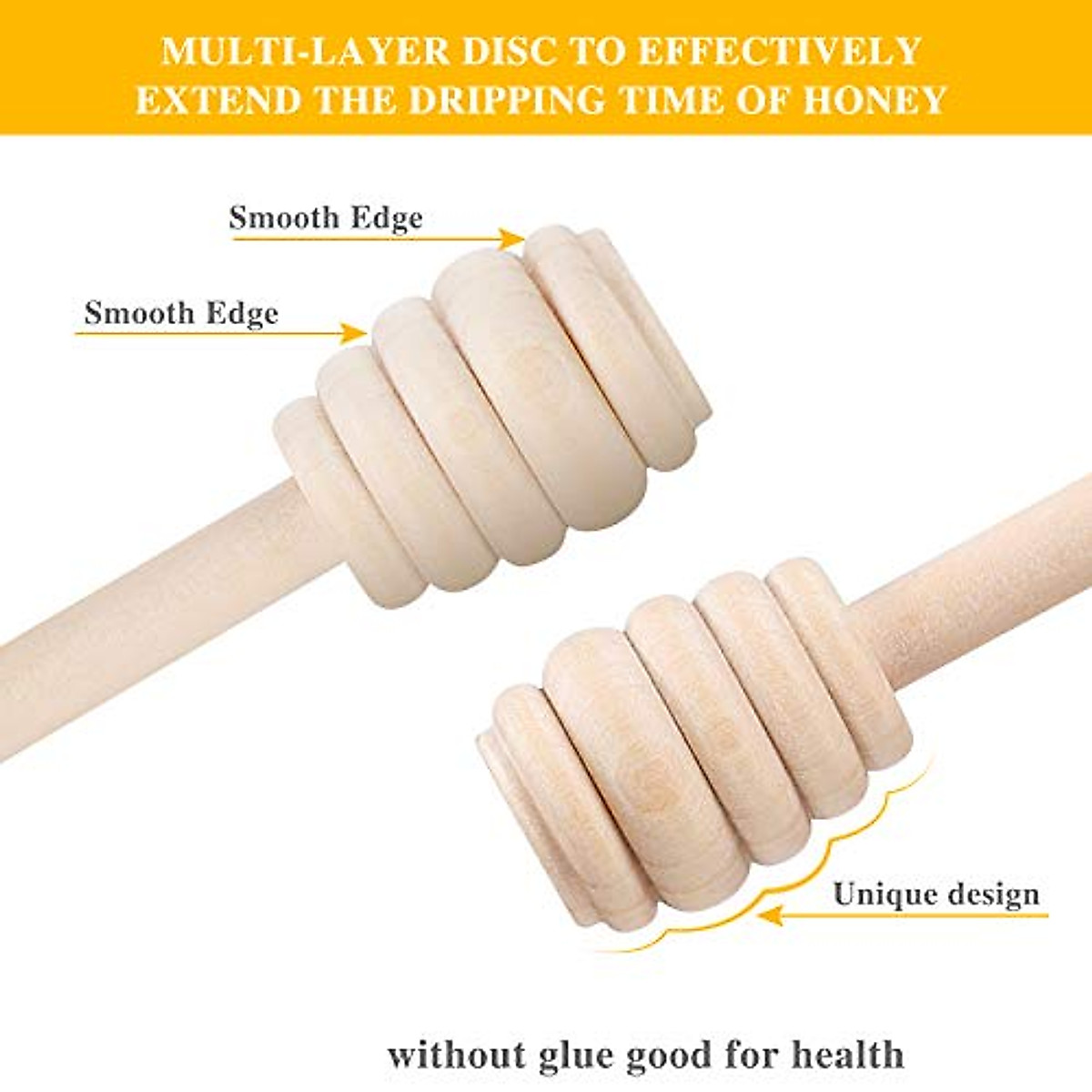 Honey Dippers 6 inch, 20PCS Premium Wooden Honey Stirrer for Honey Jar Dispense Drizzle Honey and Wedding Party Gift