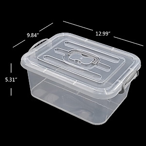 Minekkyes 2 Packs Plastic Storage Box, Clear Latching Storage Bin with Lids/Handles, 8 L