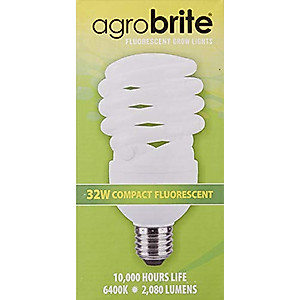 Hydrofarm Agrobrite FLC32D Compact, 32 Watt, 6400K Fluorescent Spiral Grow Lamp, 1 Count (Pack of 1), Brown/A