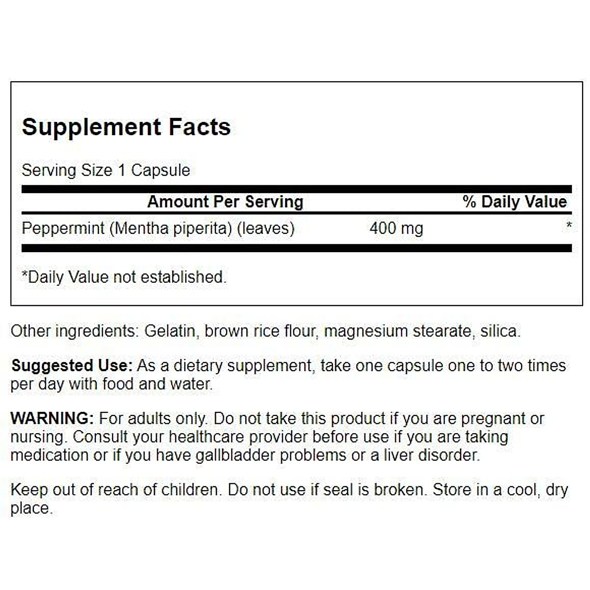 Swanson Full Spectrum Peppermint Leaf 400 Milligrams 120 Capsules (2 Pack)