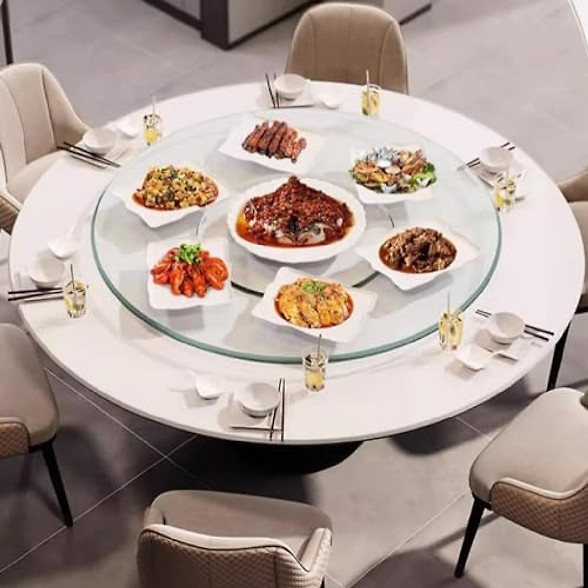 EMENAR 20in Thick Rotating Tray For Kitchen Hotel Restaurant, 30in Smooth Dining Table Glass Lazy Susan, 40in Heavy Duty Serving Plate Durable Swivel Silent (Size : 90cm/36in)
