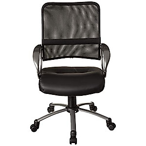 Boss Office Products Mesh Back Task Chair with Pewter Finish in Black