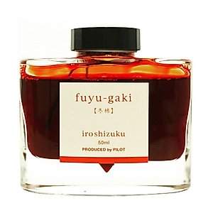 Pilot Iroshizuku Fountain Pen Ink - 50 ml Bottle - Fuyu-gaki Persimmon (Vermilion Red Orange) (Japan Import)