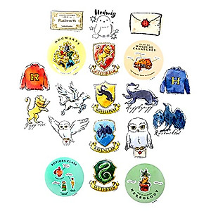 Conquest Journals Harry Potter Watercolor Vinyl Stickers, Set of 60 Unique Stickers Including 5 Holograms, Waterproof and UV Resistant, Great for All Your Gadgets (White Vinyl, 60 Pack)