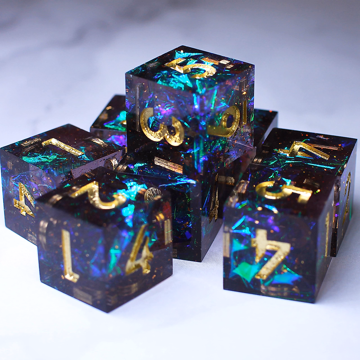 Mini Planet Galaxy Dark Single D6 Dice for TTRPG Dungeons and Dragons and Other Role Playing Game Iridescent Holographic Dice Sharp Edge Dice D6 Galaxy Dark D6