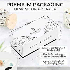 Firefli Crystal Candles 3-Piece Crystal Candle Set with Wood Lids & Dried Flowers | Candles Gifts for Women | 3.5oz Manifestation Candles with Crystals Inside | Soy Wax Scented Luxury Candles