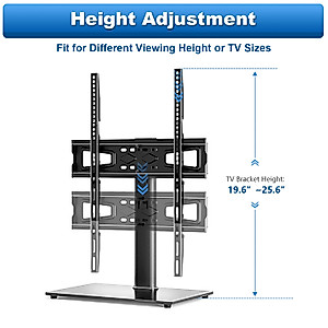 Universal Swivel TV Stand/Base Table Top TV Stand for 27 to 55 inch LCD LED TVs -Height Adjustable TV Base Stand TV Mount Stand with Tempered Glass Base & Wire Management,VESA 400x400mm