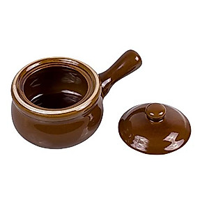 HIC Kitchen French Onion Soup Crock Set with Lids, Set of 4, Brown