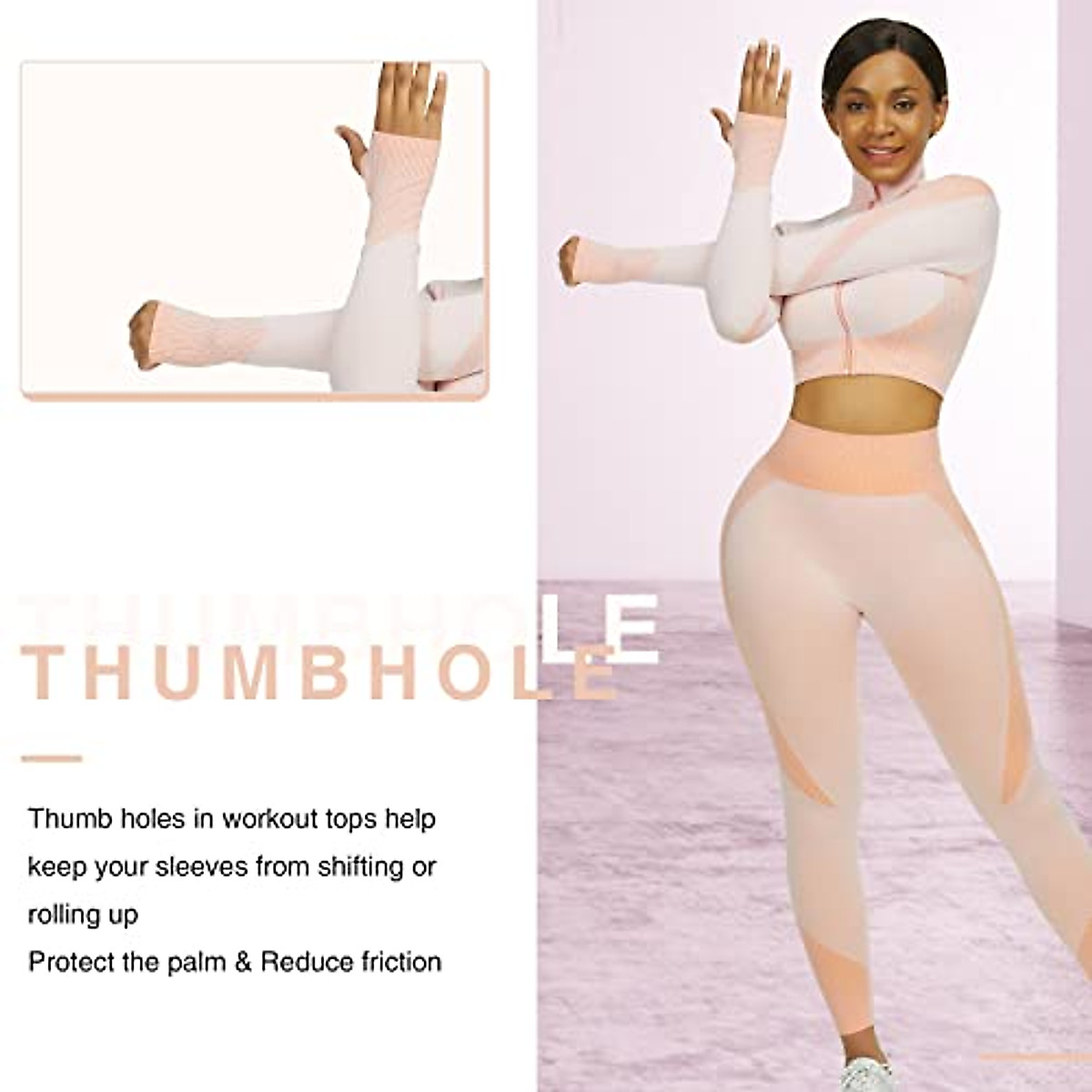 JOYMODE Women's Workout Sets 2 Piece Seamless Textured High Waist Legging Crop Top Gym, 2 Piece-pink, Medium