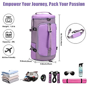 ACESAK Gym Bag for Women - Small Sports Duffle Bag with Shoes Compartment & Wet Pocket - 28L Gym Accessories Backpack Workout Bag Waterproof Carry On Rucksack Daypack