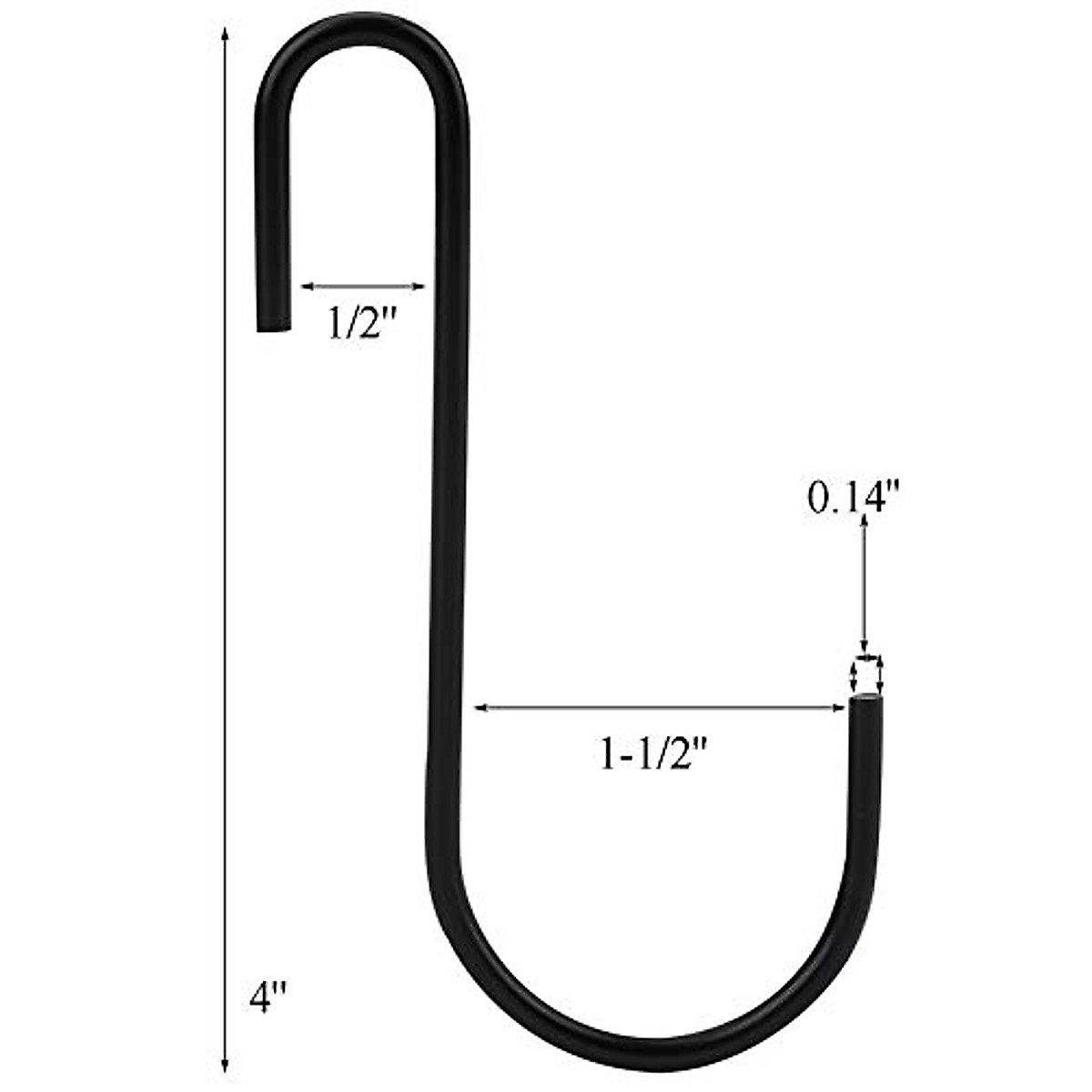Yesland 50 Pack 4 Inches S Hooks, S Shaped Hooks/Hanging Hangers Hooks Heavy Duty Black Hook for Kitchen, Work Shop, Bathroom, Garden