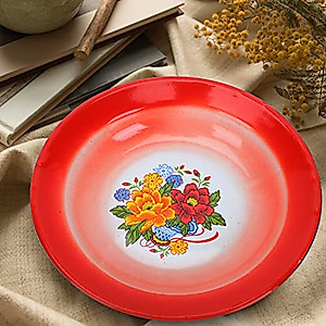 Hemoton 6pcs Vintage Enamel Plate Fruit Plate Enamel Fruit Platter Vintage Salad Plate Enamel Washing Platter Vintage Enamelware Serving Platter