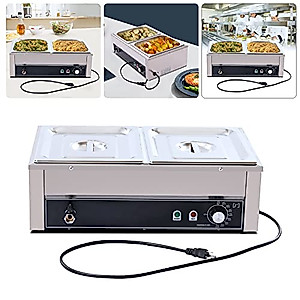 BANLICALI 2-Pan Chafing Dish, 1500W Stainless Steel Electric Chafing Dish Buffet Set, Commercial Chafers Catering Buffet Servers with Lid, Tray & Steam Warmers for Homes Restaurants Silver 110V