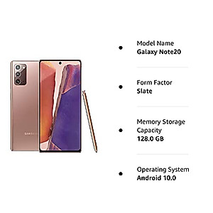 Samsung Galaxy Note 20 5G N981U 128GB AT&T Unlocked Mystic Bronze (Renewed)
