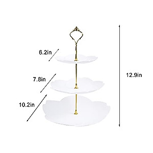 3 Tier White Cupcake Stand, Plastic Dessert Display Serving Tray for Birthday Home Party Baby Shower Wedding (2 Pcs)