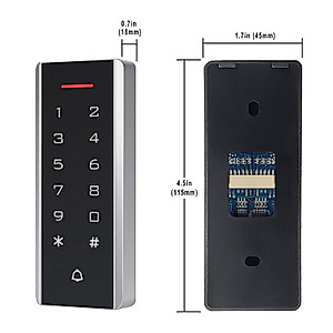 Door Access Control System, 125KHz Proximity ID Card Access Control Keypad Support 1000 Users ID Card Reader Digital Keypad + 5PCS Keychains for Entry Access Controller Gate Opener