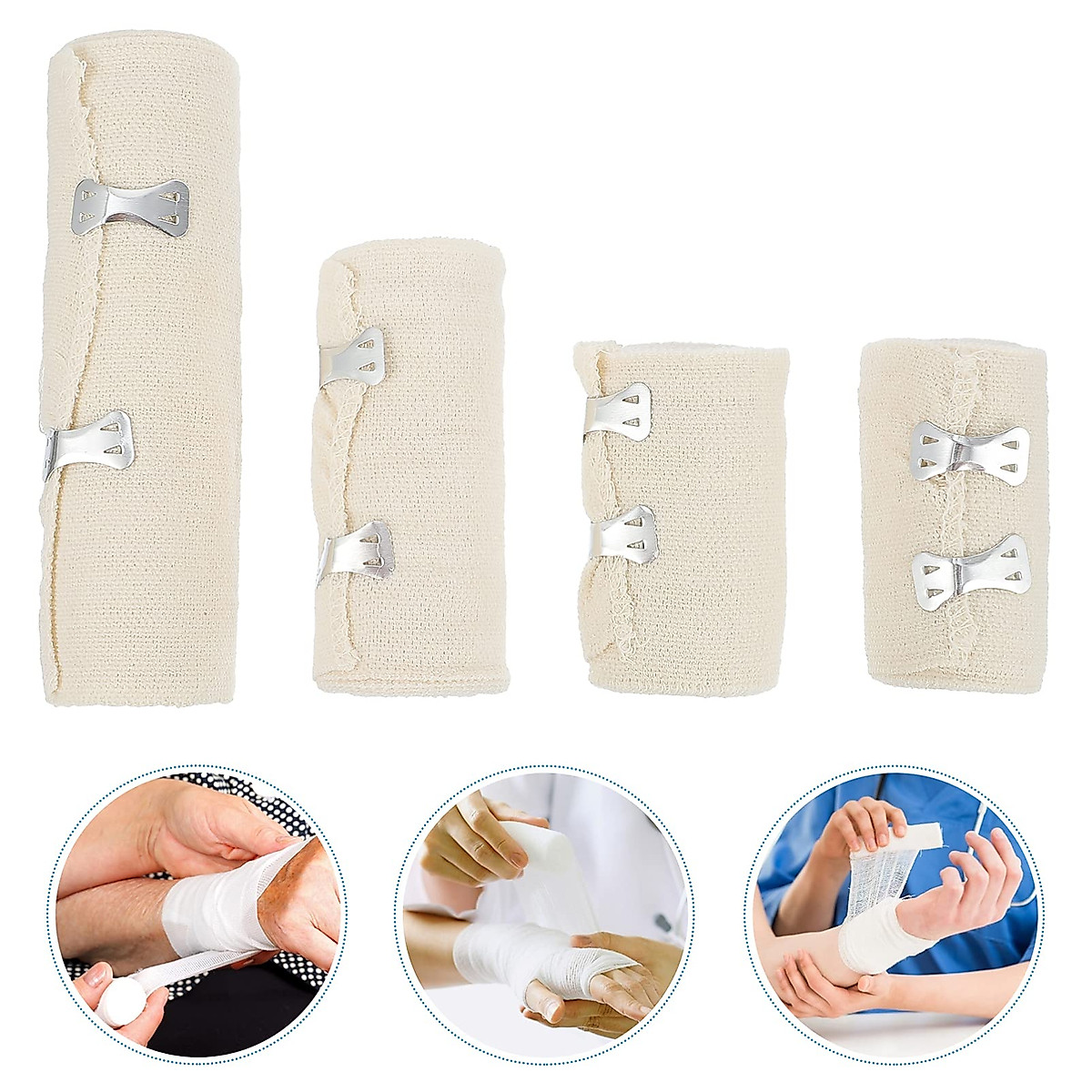 Baluue 4 Rolls Elastic Band Gauze Pads Non Woven Gauze Stretchy Gauze wrap self Adherent wrap cohesive Tape Gauze Adhesive Tape Medical Cloth roll Nylon Protection