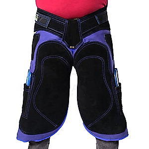 Equine Care Farrier Apron Chap Back Support - Cowhide Suede Leather, 4 Knife Pocket, 2 Nail Magnets, Adjustable Velcro Buckle - 25 inches/65cm