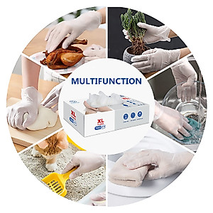 squish Disposable Gloves,Clear Vinyl Gloves Latex Free Powder-Free Glove Cleaning Health Gloves for Kitchen Cooking Cleaning Food Handling, 100PCS/Box, X-Large
