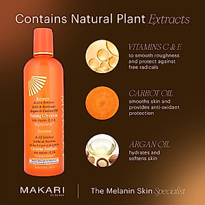 MAKARI Extreme Active Intense Argan and Carrot Oil Tone-Boosting Body Glycerin (16.8 oz) | Fades Spots & Marks | Helps Brighten Complexion | Hydrates and Softens | for All Skin Types Except Sensitive