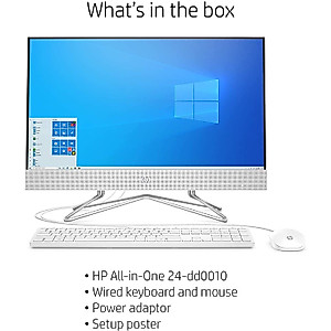 HP 24" FHD All-in-One Desktop, AMD Athlon Silver 3050U Dual-Core, 20GB RAM 1TB SSD, AMD Radeon Graphics, WiFi, Bluetooth, Webcam, DVD-RW, Windows 11 Pro