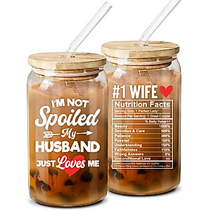 NewEleven Christmas Gifts For Wife From Husband - Romantic Anniversary Wedding Gifts For Wife, Her From Husband - Best Presents Idea For Wife, Women - 16 Oz Coffee Glass