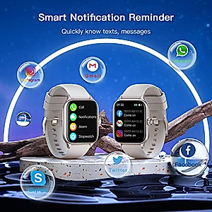 Smart Watch (Receive & Dial), 2023 Newest 1.85" TFT HD Touch Screen, Smart Watch for Women Men with Fitness Tracker, Smart Watch for Android iPhone with Text, Pedometer, Heart Rate (Starlight)