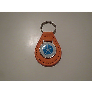 NEWPORT NEW YORKER 300 LEBARON LHS LASER WHITE LOGO LEATHER KEYCHAIN - PUMPKIN