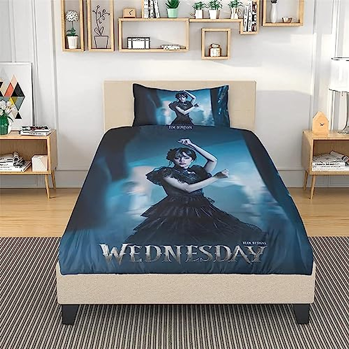 yasedse Wednesday TV Girl Bedding Sets,Ultra Soft Microfiber Microfiber Duvet Cover Set 3 Pieces with 1 Duvet Cover + 2 Pillowcases,Beding Set
