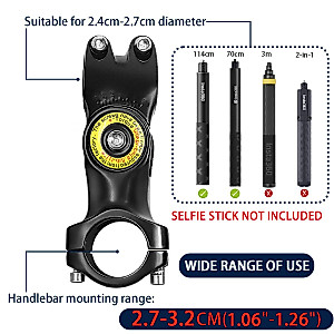 usmallbee Motorcycle Handlebar Camera Mount for Invisible Selfie Stick for Insta360 ONE X3,X2,X,RS,R Bike Bicycle Tracking Shooting Sports Camera Bracket (Without Selfie Stick)