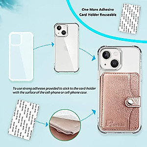 Phone Wallet Stick on,Credit Card Holder for Cell Phone,Leather Minimalist Wallet for Back of Most Smart Phone (Pink)