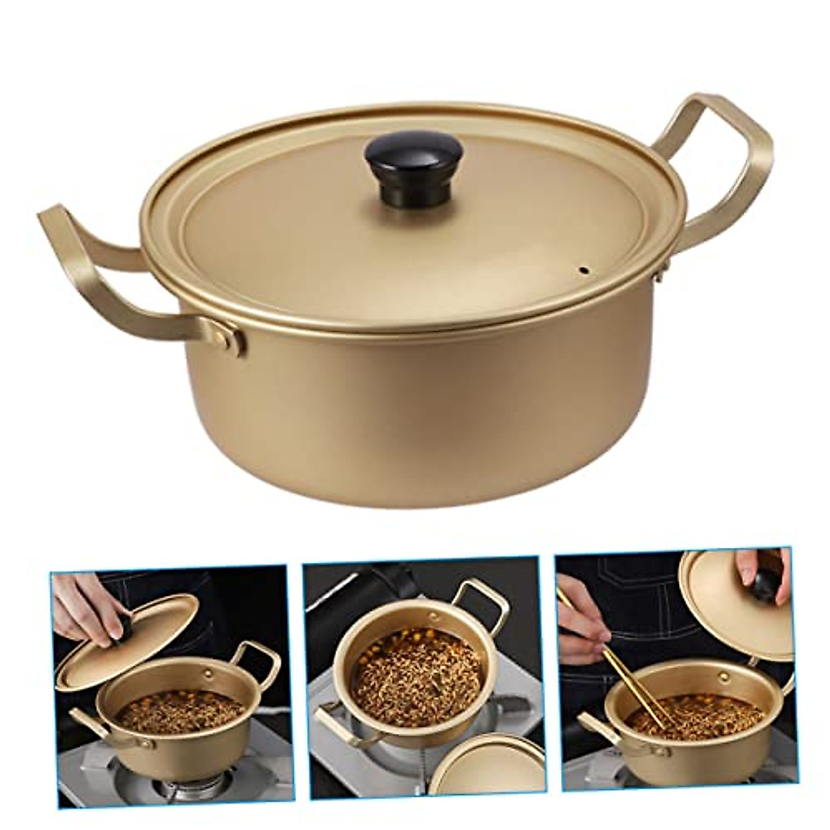 KICHOUSE Instant Noodle Pot Ramen Pot with Lid Metal Cooking Utensils Korean Pots for Cooking Soup Cooker Korean Ramen Pot with Lid Ramyun Pot Ramen Cooking Utensils Small Pot Ramen Cooker