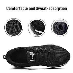 Lamincoa Womens Walking Shoes Lightweight Running Shoes Women’s Tennis Shoes Non Slip Air Shoes Breathable Mesh Air Cushion Sneakers for Gym Workout Sports Black