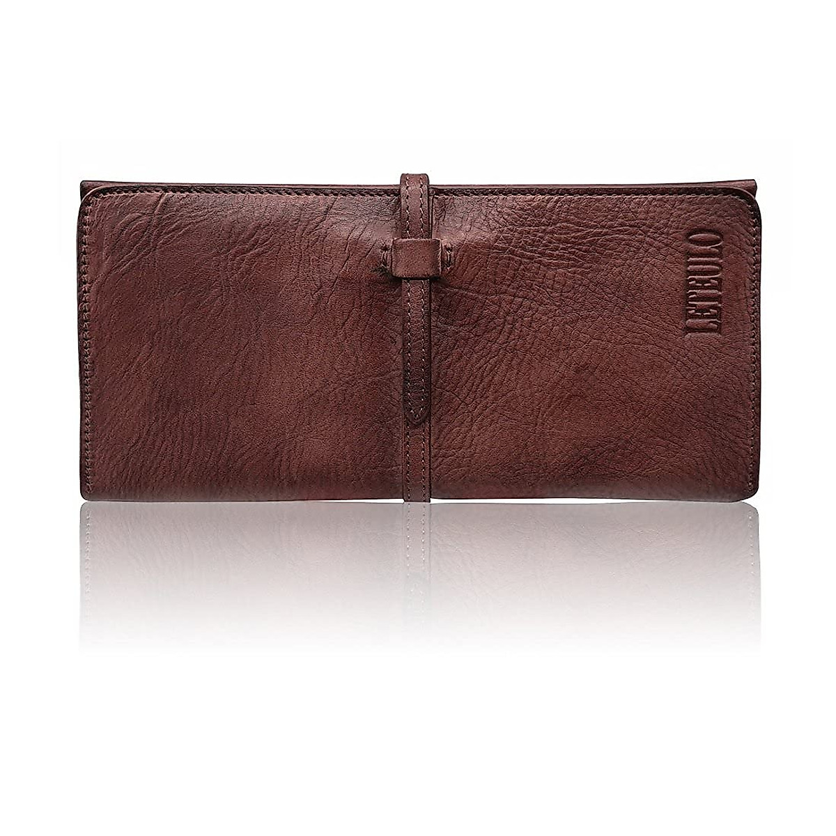 LETEULO Wallets for Women Genuine Leather Card Organizer Dip Dye Coin Purse Ladies Ultrathin Wallets (Coffee) AND Womens Crossbody Bag Vintage Shoulder Bag Leather Clutch Handbags Purse (Coffee, L)