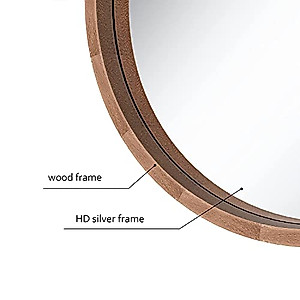 SIERSOE Round Wood Mirror 30 Inch, Large Wall Framed Bathroom Mirror for Vanity Farmhouse Rustic Mirror