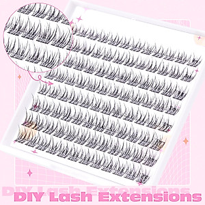Lash Clusters Wispy Individual Lash Extensions Natural Cluster Lashes 9-11MM 96pcs DIY Eyelash Extension C Curl Eyelash Clusters by Ruairie
