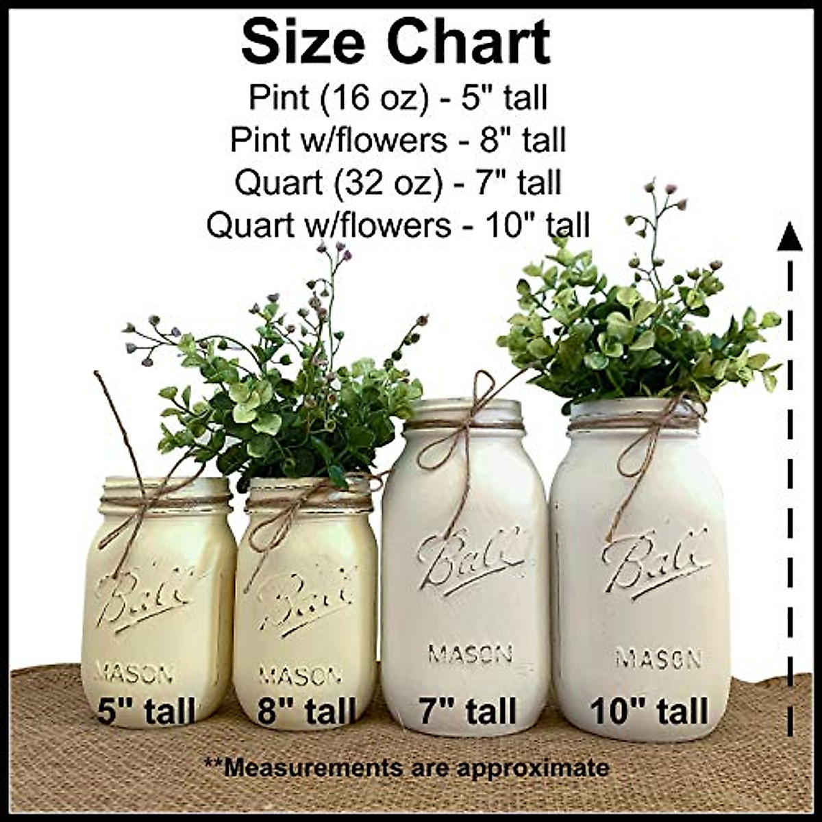 Set of 5 - Painted Distressed Mason Jars - Choose Pint 16 oz or Quart 32 oz, You Choose Jar Colors, Artificial Flowers Optional, Mason Jar Centerpiece Set, Boho Chic Baby Shower Centerpiece for Girls