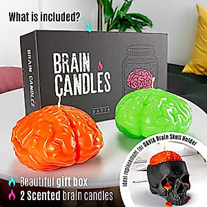 GAVIA Brain Candles - Scented Halloween Candles - Gothic Decor - Skull Decor - Gothic Candle Holder - Spooky Candle Holder - Gothic Home Decor - Spooky Gifts - Goth Room Decor - Pink & Purple