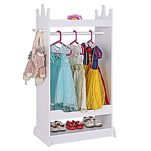 UTEX Kid’s See and Store Dress-up Center, Costume Closet for Kids, Open Hanging Armoire Closet,Pretend Storage Closet for Kids,Costume Storage Dresser (White)