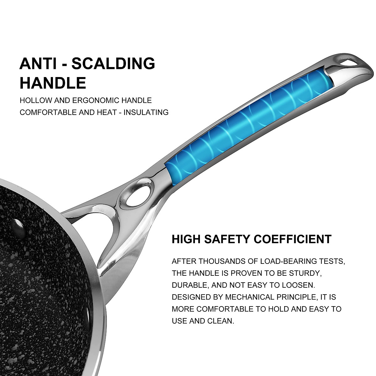 MUSENTIAL 10" Inch Aluminum Non-stick Frying Pan Skillet with Tempered Glass Lid, PFOA-Free Non-stick Granite Coating, Stainless Steel Handle, Dishwasher/Oven Safe (Black)